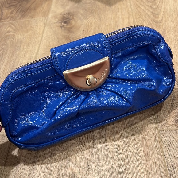 Botkier | Bags | Botkier Gorgeous Blue Vegan Slouchy Clutch With Brass ...
